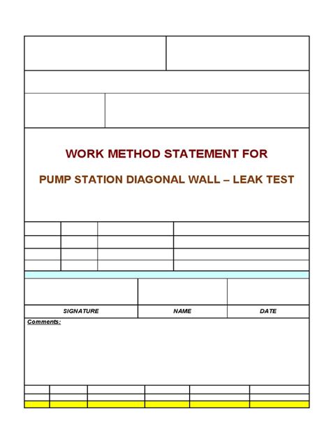 Method Statement Intake Leak Test Pdf Leak Safety