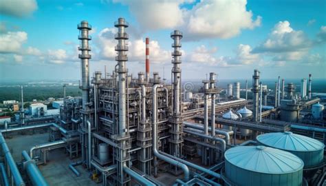 Aerial View Of Large Oil Refinery Plant In Industrial Zone Refinery
