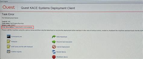 Task Error Set Engine Run Key Return Code 20001 Powershell Is Not