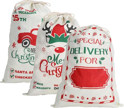 Ccinee 3pack Christmas Santa Sacks Christmas T Bags With