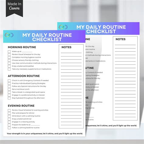 Autism Daily Checklist Autism Checklist Daily Planner Autistic