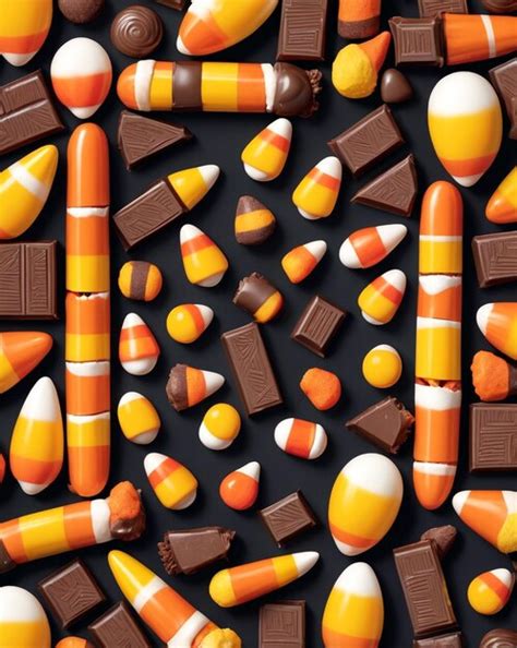 A Collection Of Candy Corn And Candy Bars With The Word Candy On Them