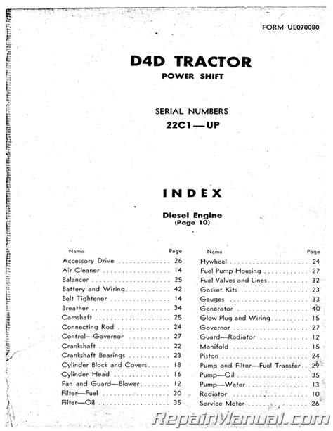 Caterpillar D4d Crawler 22c1 22c655 Parts Manual
