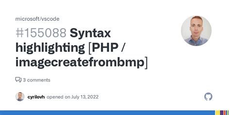 Syntax Highlighting Php Imagecreatefrombmp · Issue 155088 · Microsoftvscode · Github
