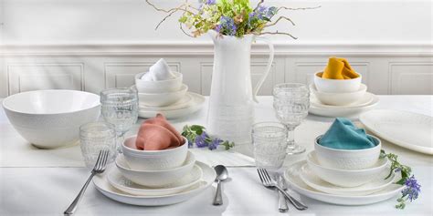 Fez Stoneware 16 Piece Double Bowl Dinnerware Set White Euro Ceramica