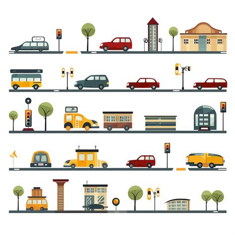 Set Of Traffic Elements Premium Ai Generated Vector