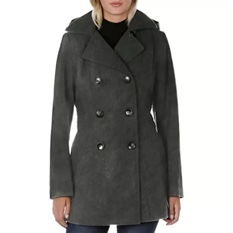 Kimberly Womens Pea Coat Hooded Jackets Mob