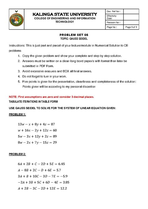 21 1 Math114 Activity 05 Gauss Seidel Kalinga State University