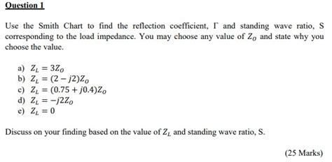Solved Use The Smith Chart To Find The Reflection