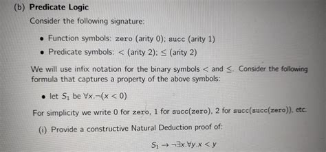 Solved B Predicate Logic Consider The Following Signature