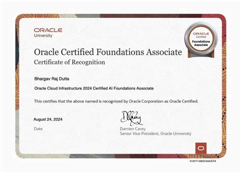Oraclecloud Ai Certification Professionaldevelopment Techinnovation Bhargav Raj Dutta