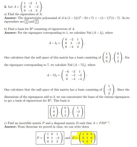 Solved 2 Let A⎝⎛100−25−41−23⎠⎞ A Find The Eigenvalues Of