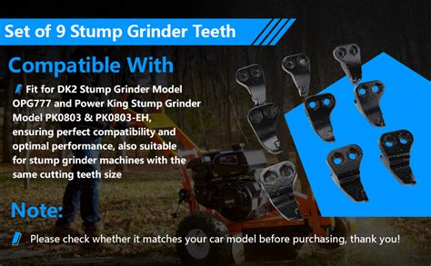 Set Of 9 Stump Grinder Teeth Fits Dk2 And Power King Stump