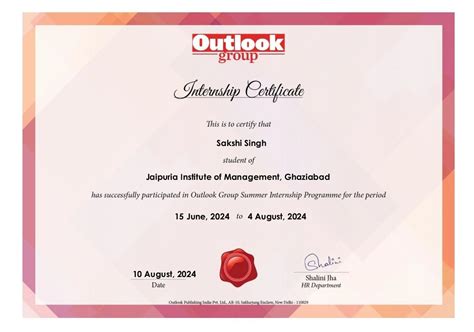 Jim Internship Outlook Sakshi Singh