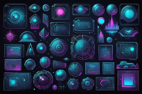Premium Photo Big Collection Of Retro Futuristic Elements For Design Abstract Set Of Frames 3d