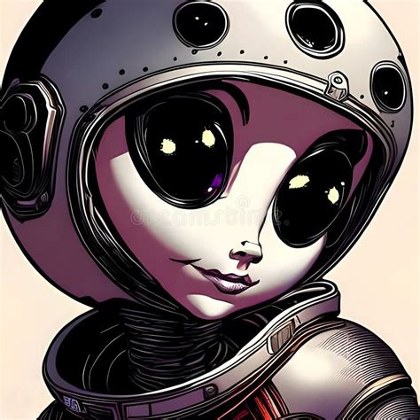 Spacesuited Cute Famale Alien Stock Illustration Illustration Of