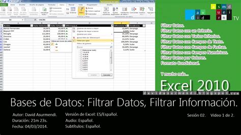 Curso Excel Bases de Datos Filtrar Datos Filtrar Información Sesión Curso Excel Bases de Datos Filtrar Datos Filtrar Información Sesión