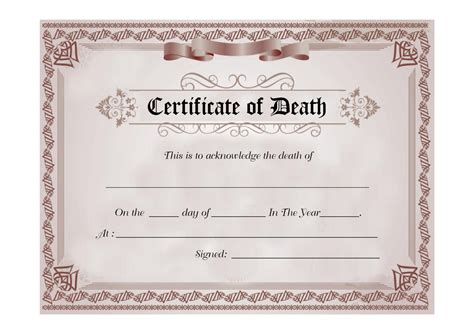 Printable 37 Blank Death Certificate Templates 100 Free ᐅ Templatelab