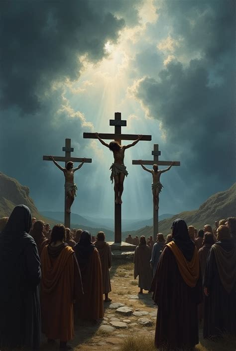 Jesus Crucified Image From Afar Dark Sky Seaart Ai