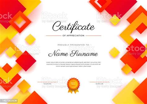 현대 우아한 다채로운 디플로마 인증서 템플릿 고급 배지와 현대적인 라인 패턴이있는 업적 테두리 템플릿 인증서 수상 비즈니스 및 교육 요구 사항 감탄에 대한 스톡 벡터 아트