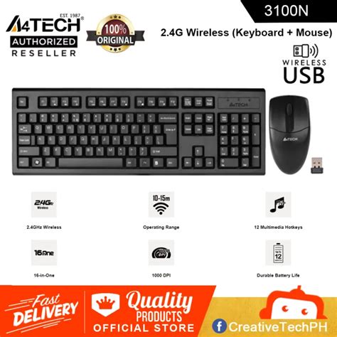 a4tech 2 4g wireless keyboard mouse multimedia desktop 3100n