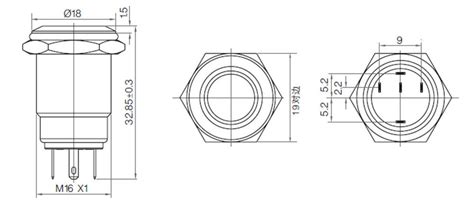 12 16 19 22 Mm Momentary Latching Illuminated Metal Push Button Switch With Connector