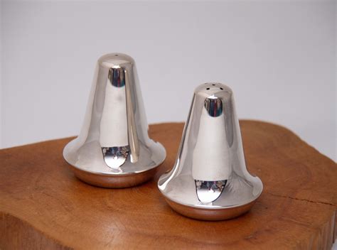 Silver Plated Minimalist Cruet Set Salt And Pepper Pots Love Vintage