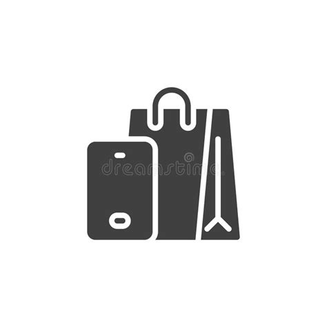 Shopping Bag With A Phone Vector Icon Stock Illustration Illustration Of Technology Logo