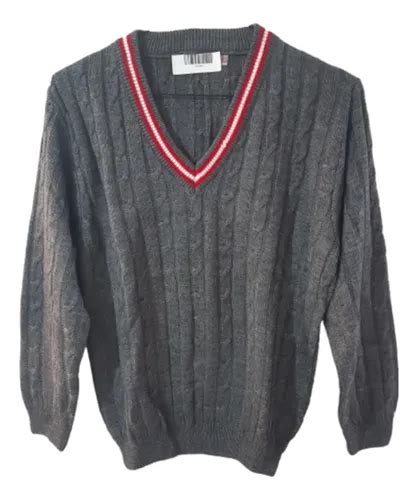 Suéter Escolar Cerrado Cuellov Gris Obs Trenzado Froja Bco Envío Gratis