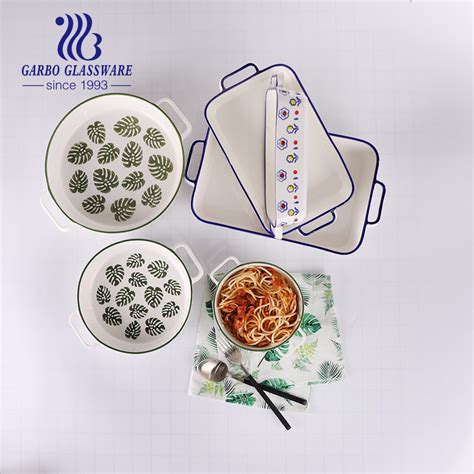 10 Inch Colorful Under Glazed Ceramic Baking Dish Round Porcelain