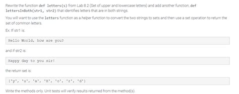 solved rewrite the function def letters s from lab 8 2