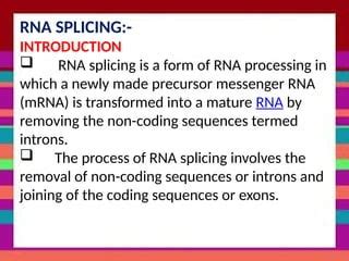 RNA Pptx RNA Splicing And Its Application PPTX