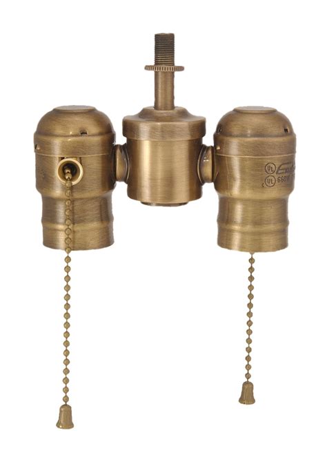 2 Lite Cluster Wpull Chain Sockets Antique Brass 40119 Antique
