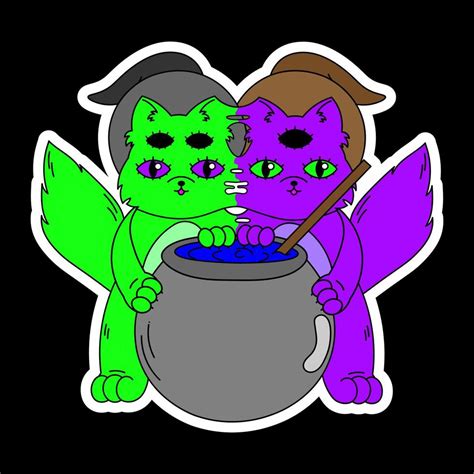 Siamese Twin Kittens Brew A Potion In Witch Hats 12154280 Vector Art