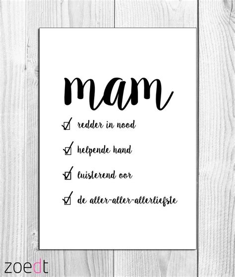 Kaart Met Tekst Mam Checklist