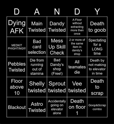 Dandys World Bigno Bingo Card
