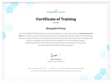 princy bhupathi on linkedin course completed on programming with python
