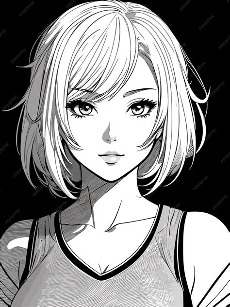Premium Vector Black And White Cute Female Sketch Art Anime Style Artwork