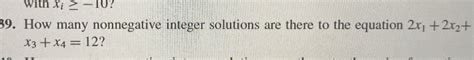 Solved How Many Nonnegative Integer Solutions Are There To