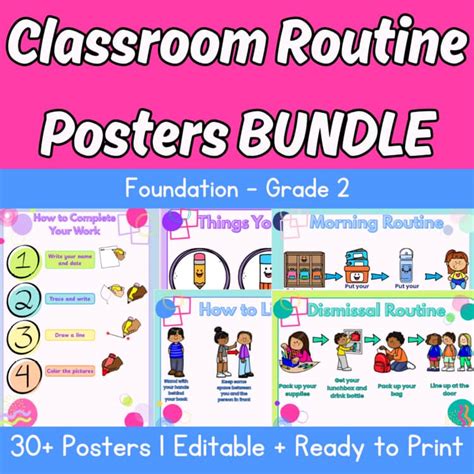 Classroom Management Posters Bundle Routines Supplies Line Up