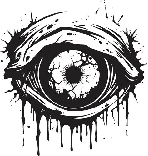 Creepy Undead Vision Vector Zombie Eye Emblem Horrifying Stare Black