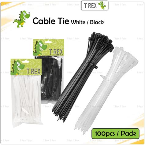 T Rex Diy Nylon Cable Tie Black White Cable Tight Zip Tie