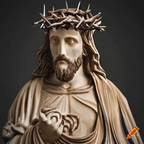 Sculpture Of Jesus Wearing Crown Of Thorns