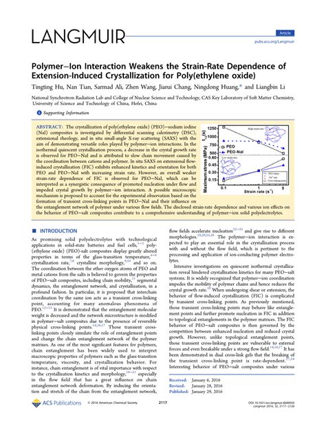 Pdf Polymer Ion Interaction Weakens Strain Rate Dependence Of
