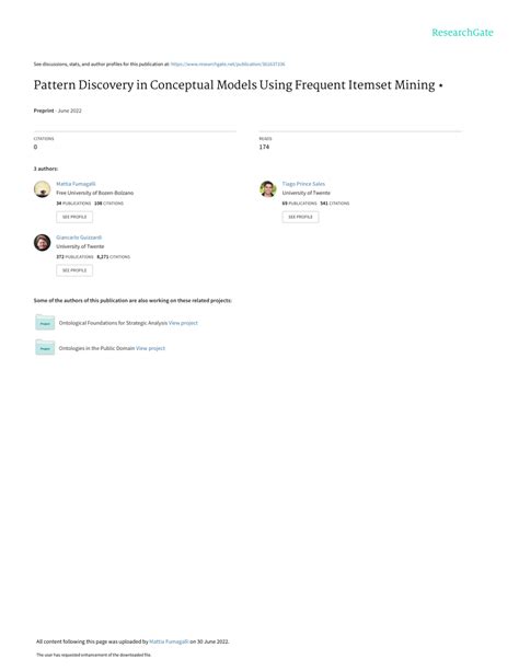 Pdf Pattern Discovery In Conceptual Models Using Frequent Itemset Mining