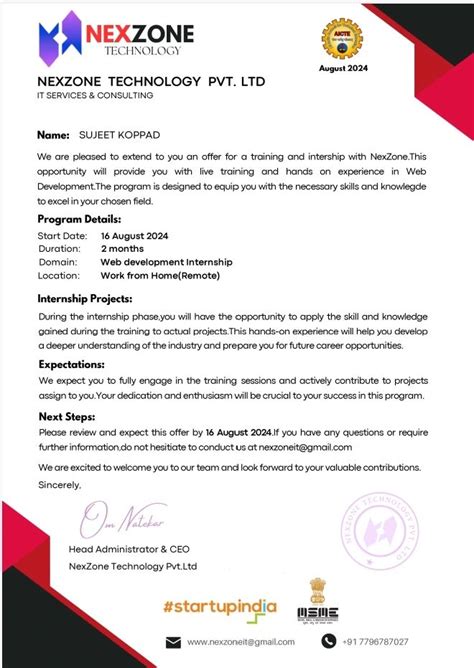 Sujeet Koppad On Linkedin Internship Webdevelopment Careergrowth Nexzonetechnology