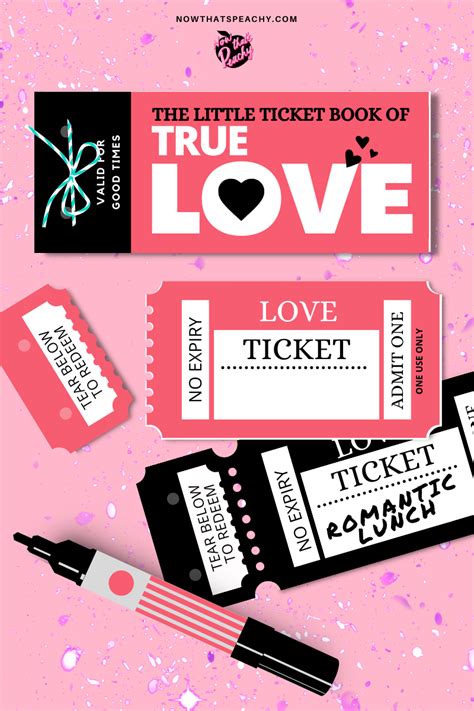 For Them Love Blank Ticket Voucher Book I Love You Printable Digital