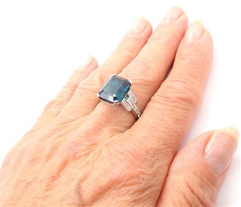Tiffany And Co Diamond Blue Tourmaline Legacy Platinum Ring For Sale At