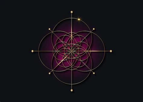 Premium Vector Gold Sacred Geometry Seed Of Life Symbol Logo Icon Geometric Mystic Mandala