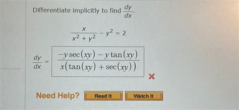 Solved Differentiate Implicitly To Find